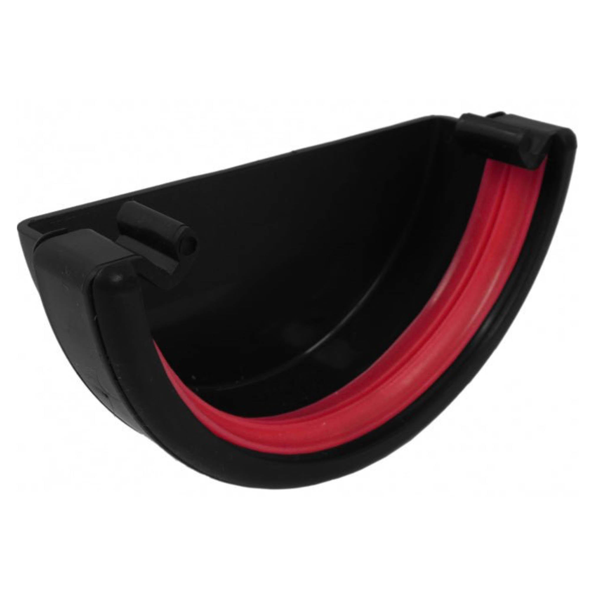Black Round Gutter External Stop End