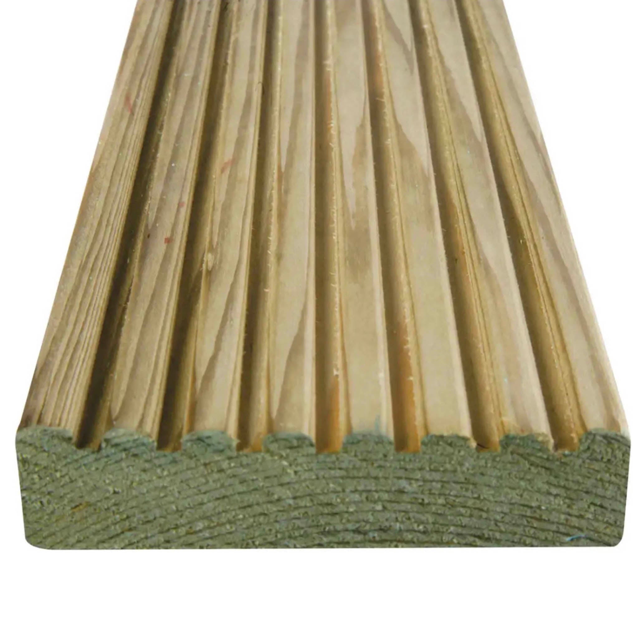 Timber Decking Board Smooth and Grooved Tanalised 32mm x 125mm - 4.8 M ...